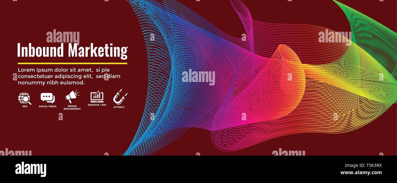 Digital Inbound Marketing Web Banner - Vector Icons with CTA, Growth ...