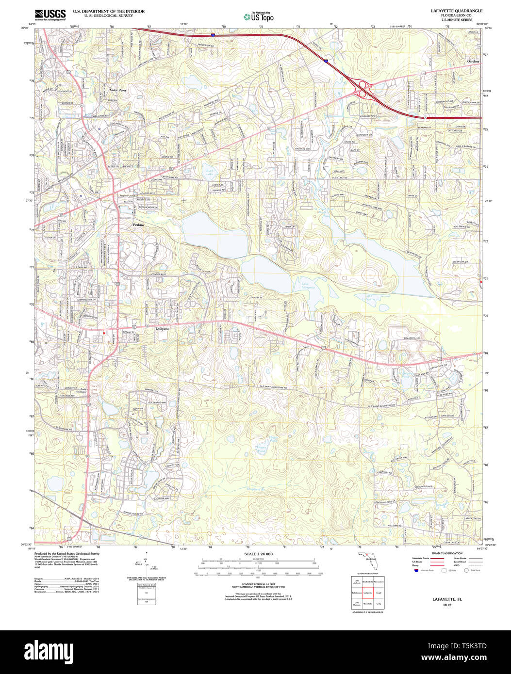 USGS TOPO Map Florida FL Lafayette 20120802 TM Restoration Stock Photo ...