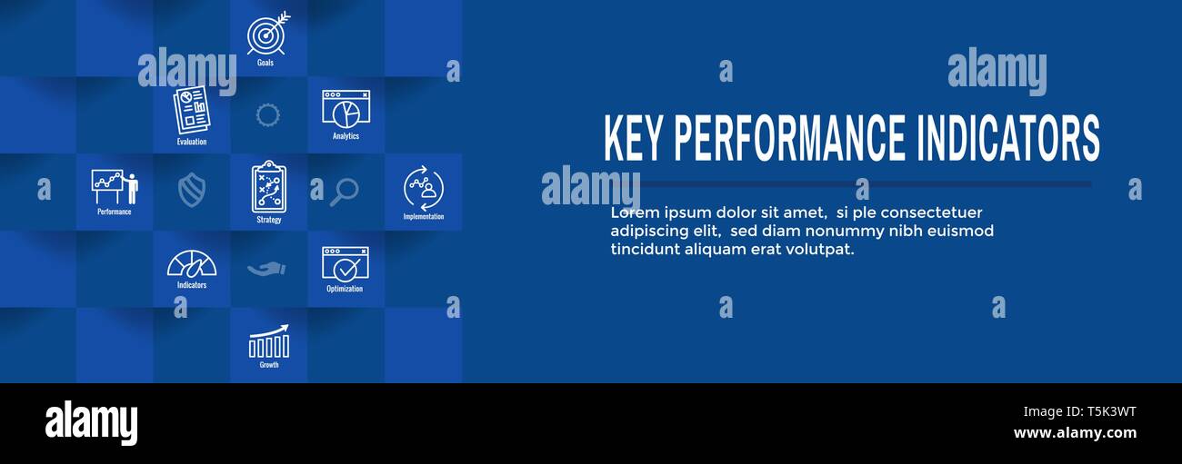 KPI : Key Performance Indicators Web Header Banner and Icon set Stock ...