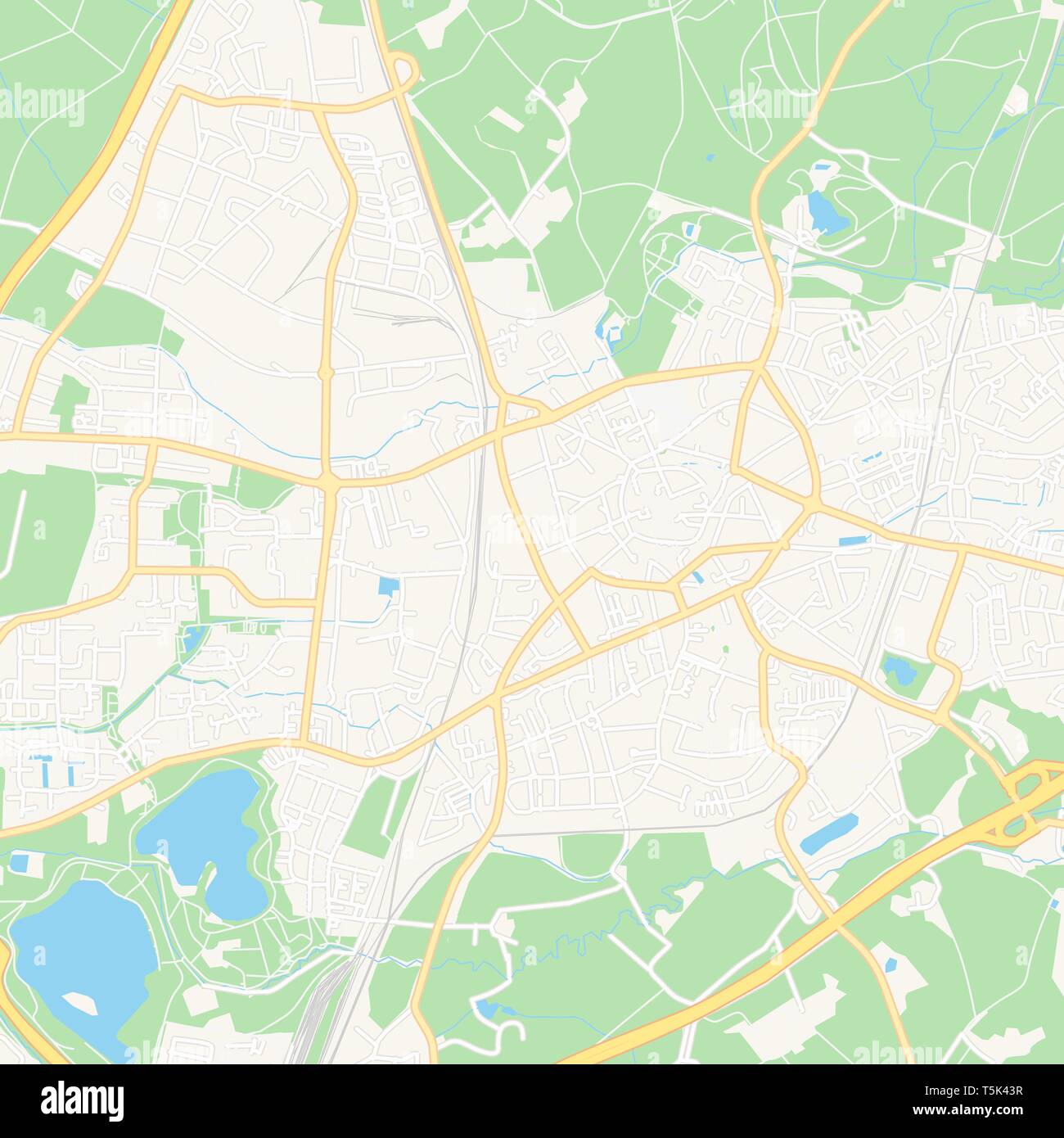 Printable map of Ratingen, Germany with main and secondary roads and ...