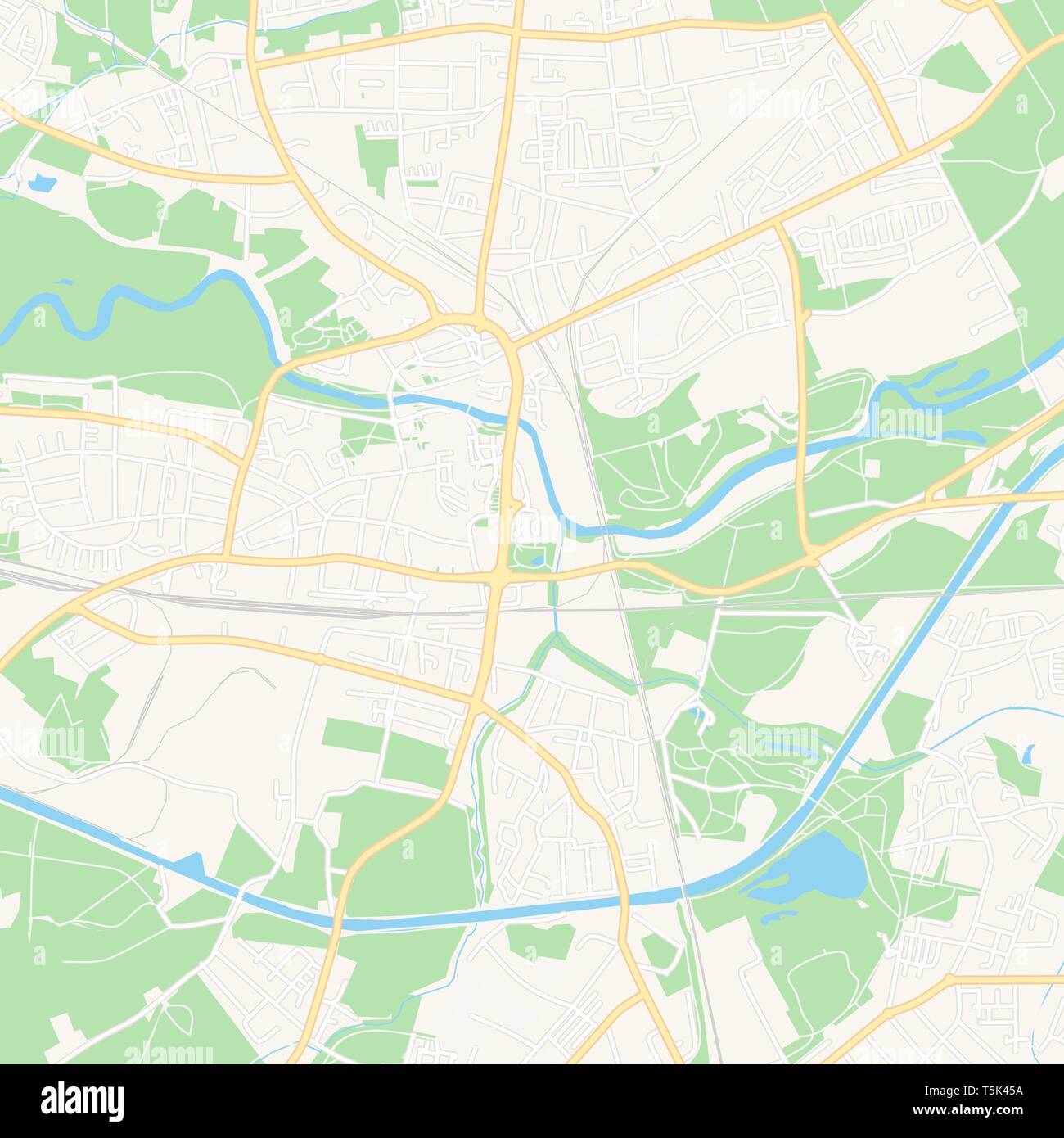 Printable map of Lunen, Germany with main and secondary roads and ...