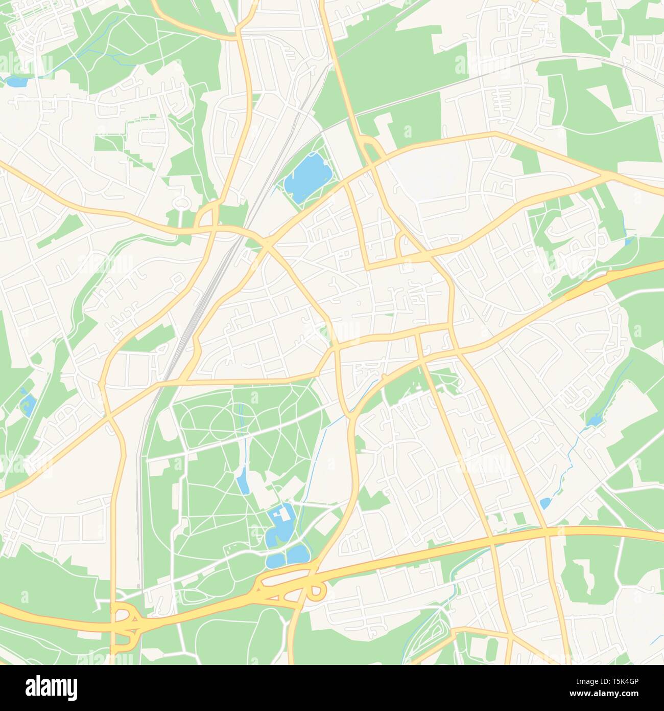 Printable map of Gladbeck, Germany with main and secondary roads and ...