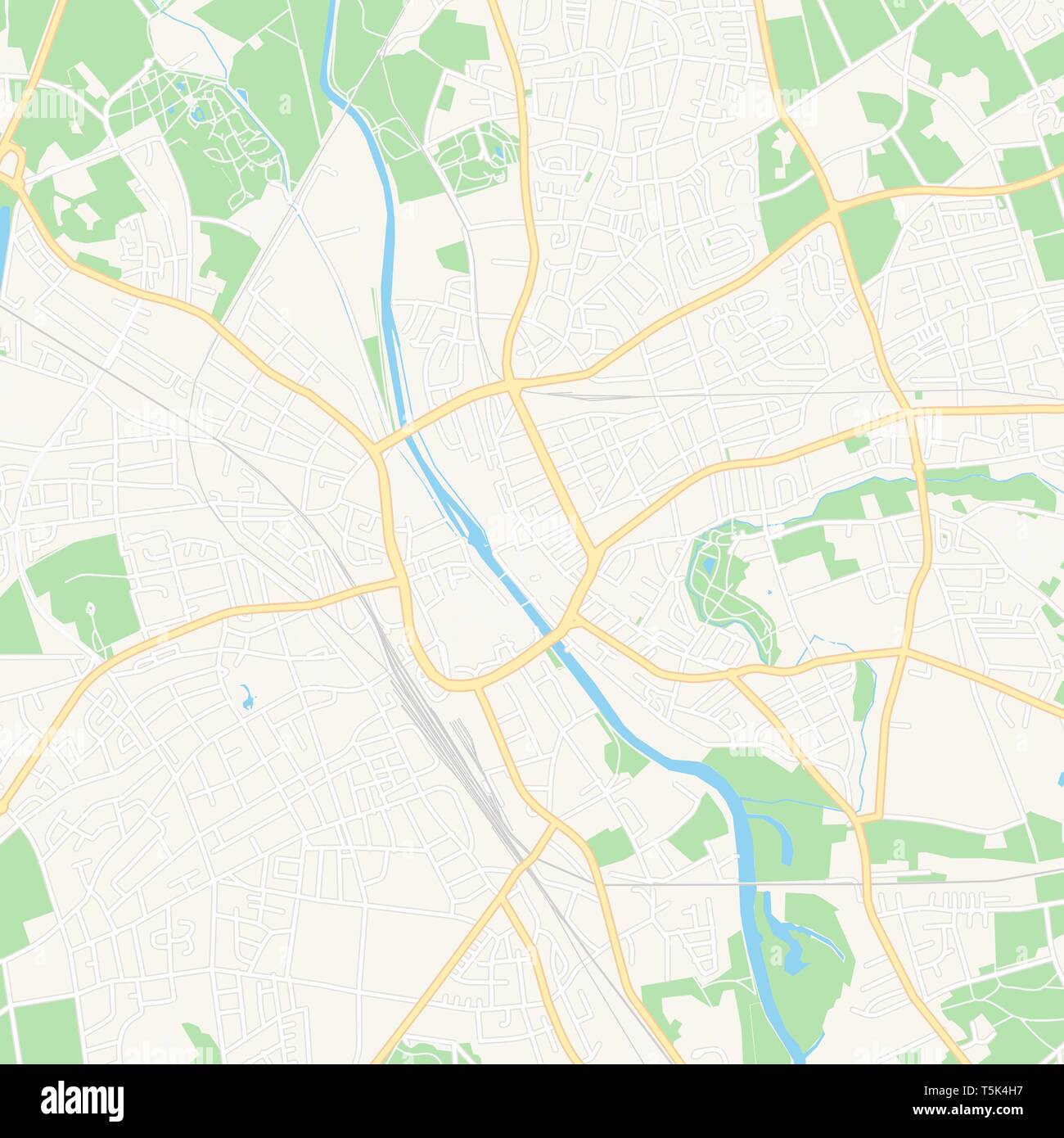 Printable map of Rheine, Germany with main and secondary roads and ...