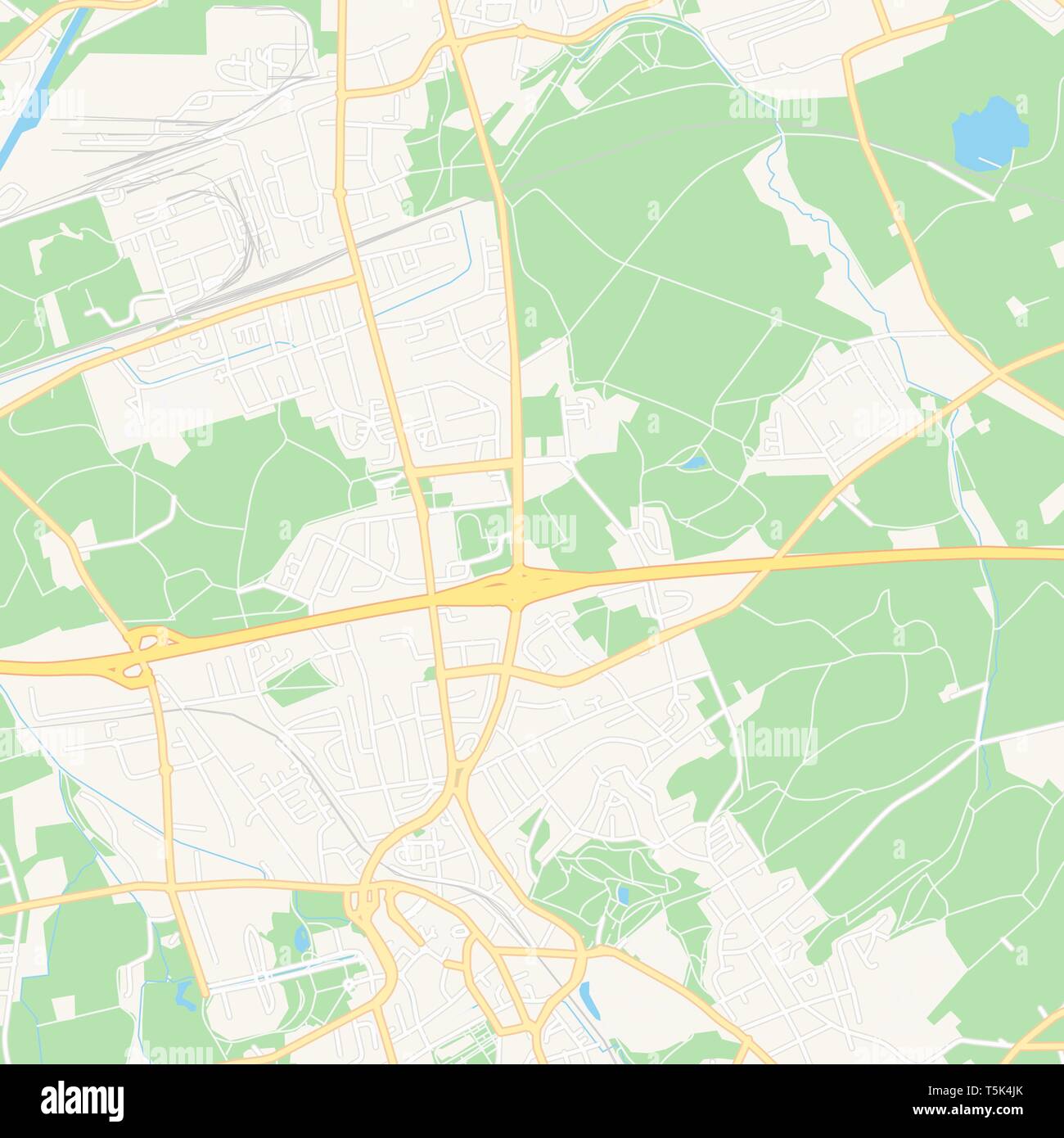 Printable map of Castrop-Rauxel, Germany with main and secondary roads ...