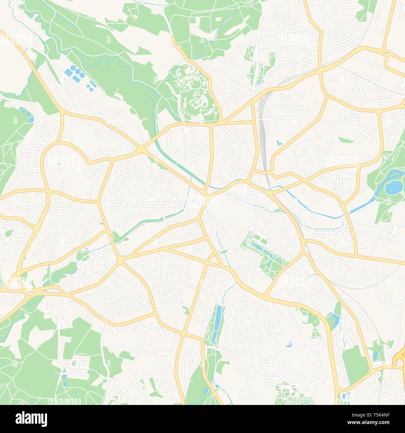 Printable map of Bayreuth, Germany with main and secondary roads and ...