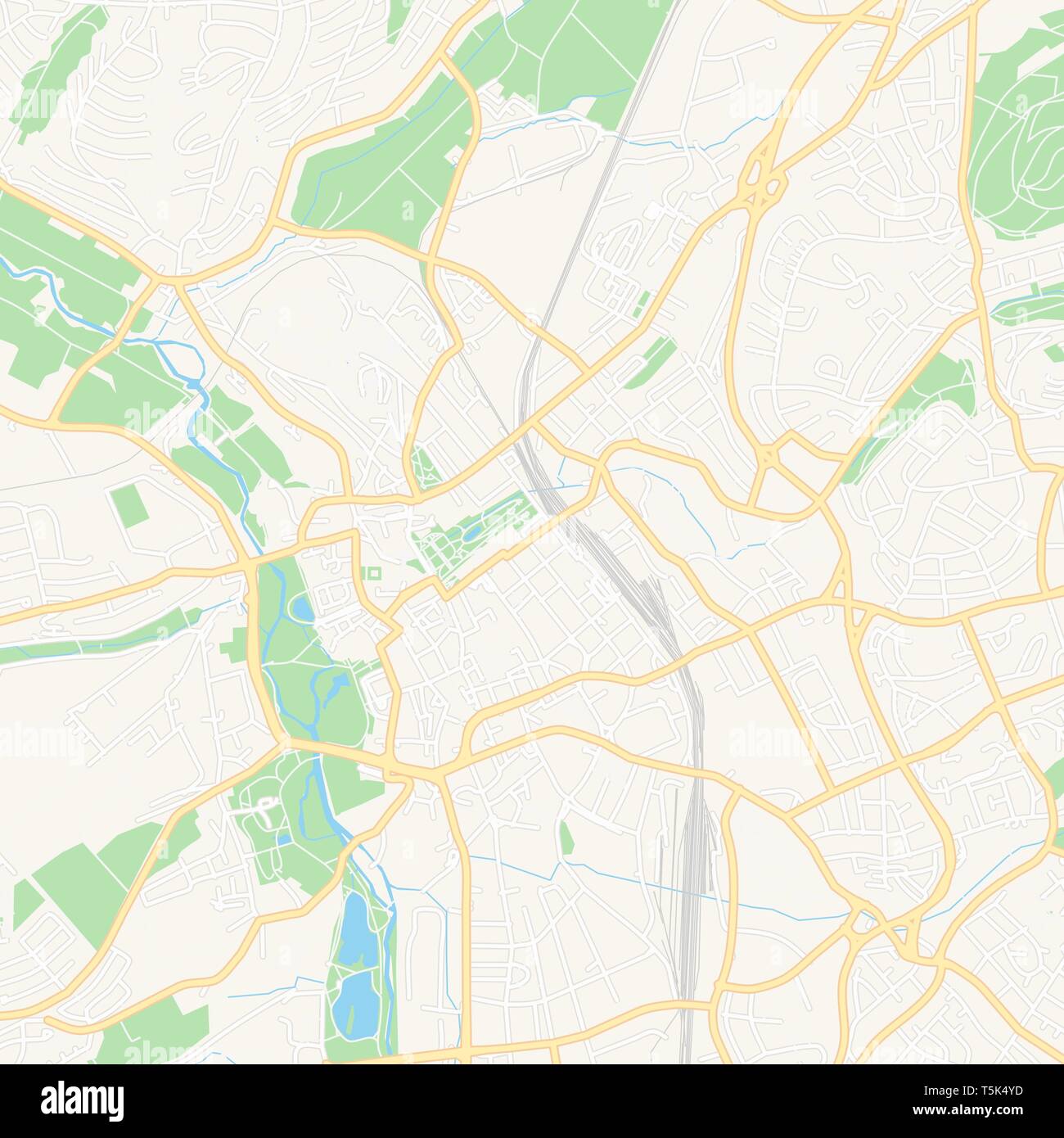 Printable map of Fulda, Germany with main and secondary roads and ...