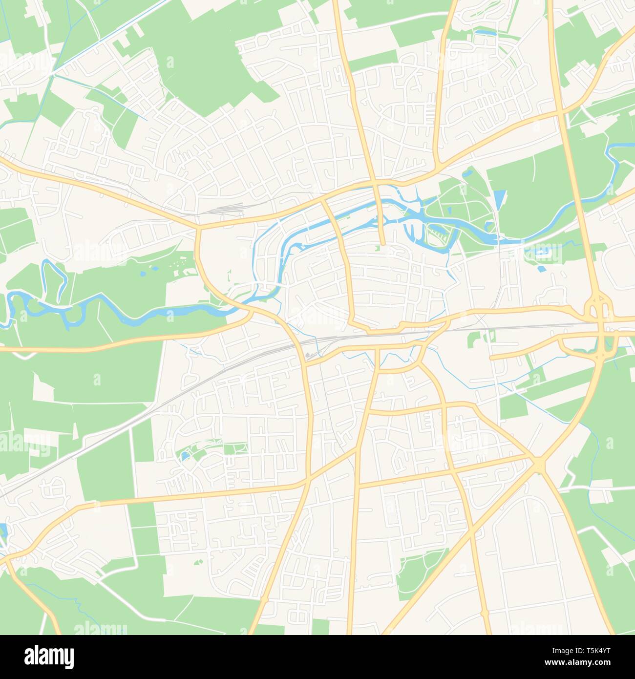 Printable map of Lippstadt, Germany with main and secondary roads and ...