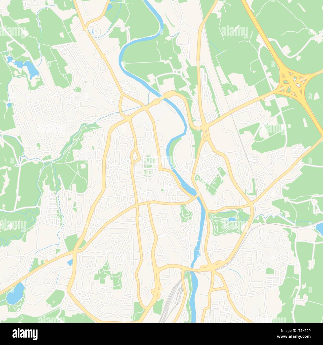 Printable map of Kempten (Allgau), Germany with main and secondary ...