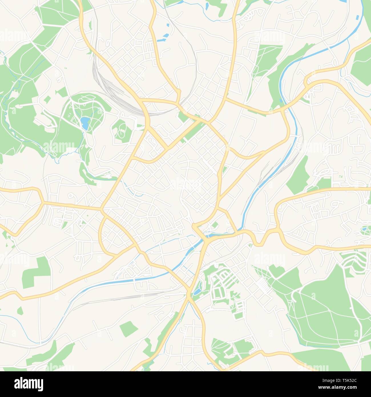 Printable map of Plauen, Germany with main and secondary roads and ...
