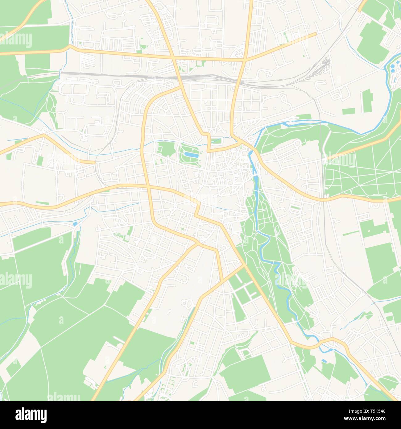 Printable map of Weimar, Germany with main and secondary roads and ...