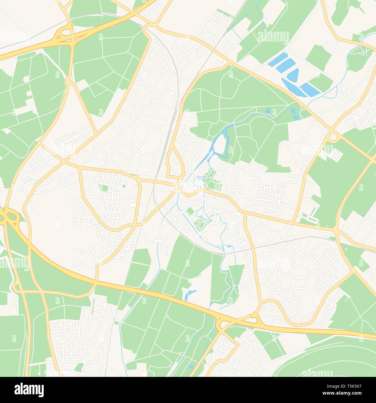 Printable map of Grevenbroich, Germany with main and secondary roads ...