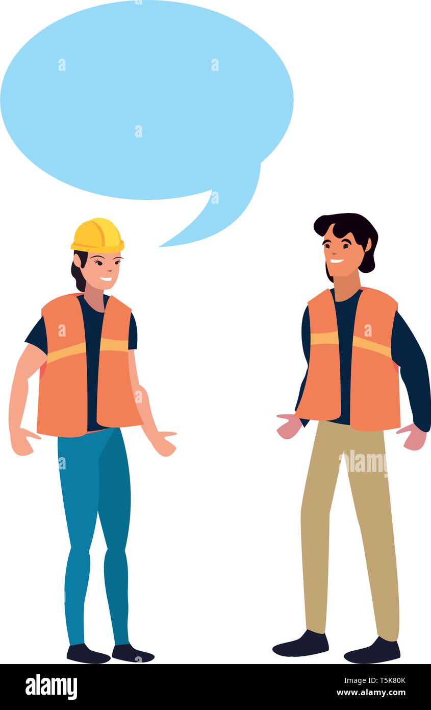 Female construction worker talk Stock Vector Images - Alamy