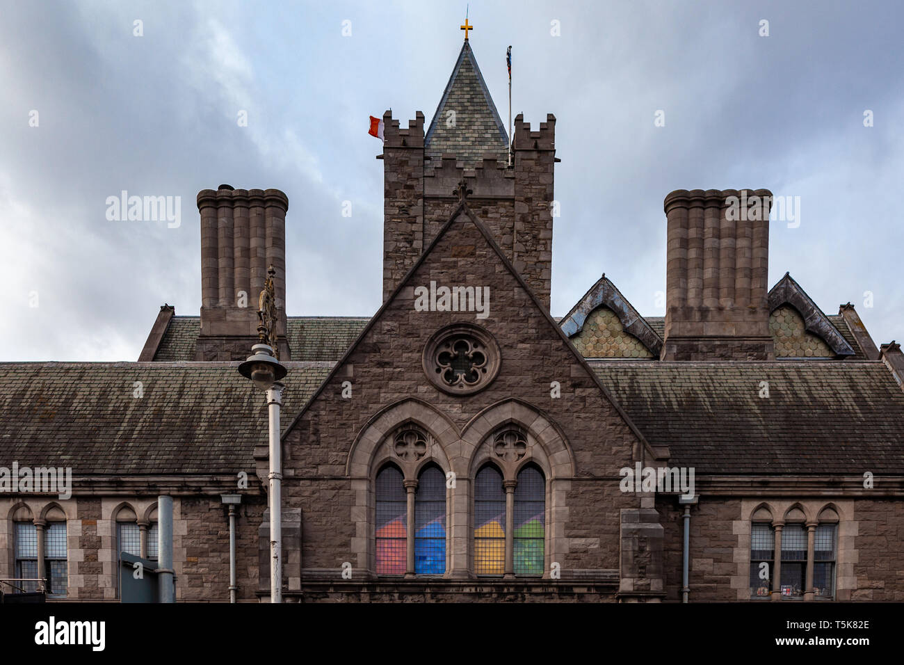 Dublin, Ireland – March 2019. Colorful windows at Christ Church ...