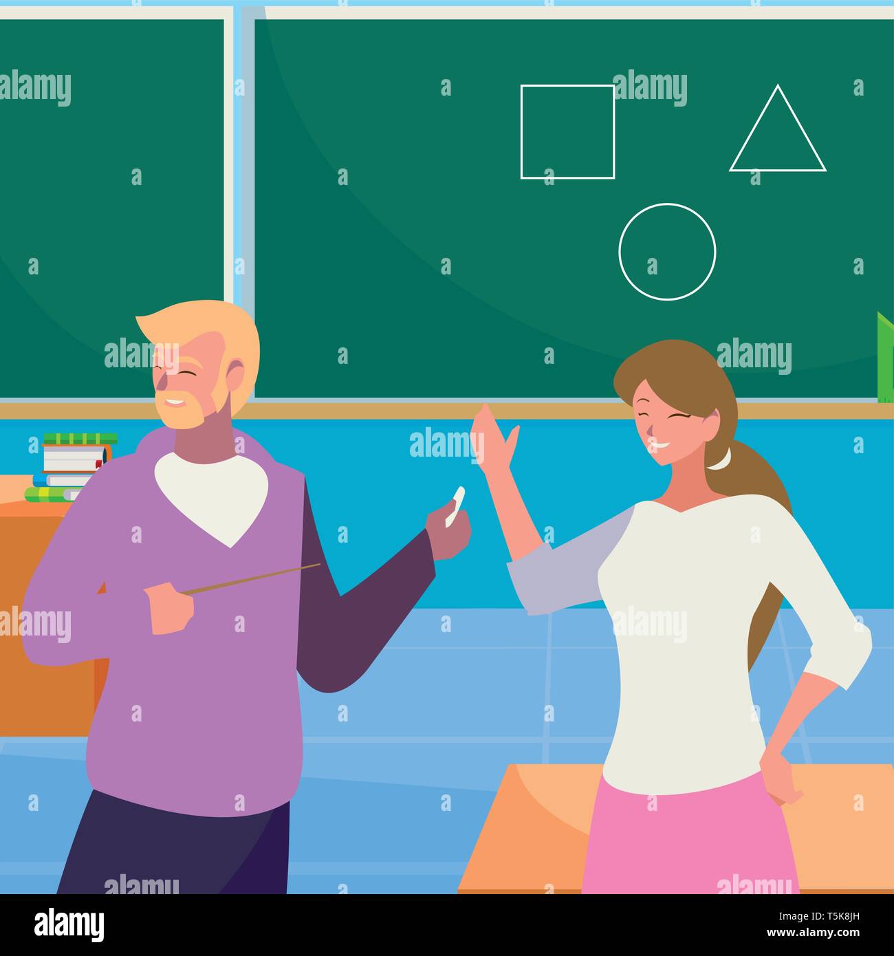 teachers couple in the classroom characters vector illustration design ...