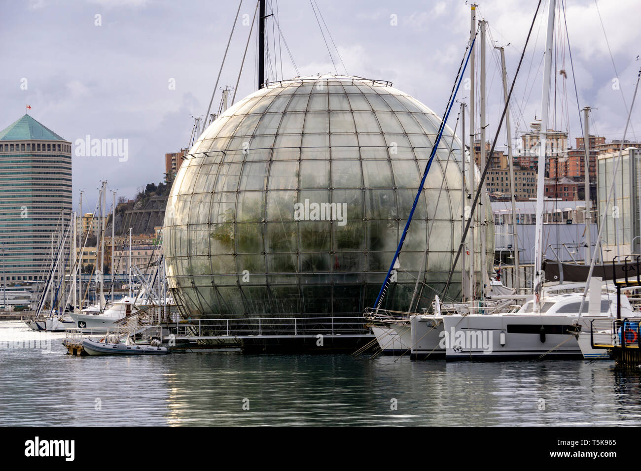 GENOA, ITALY - MARCH 9, 2018: Biosphere in Genoa port, Italy. Biosphere ...