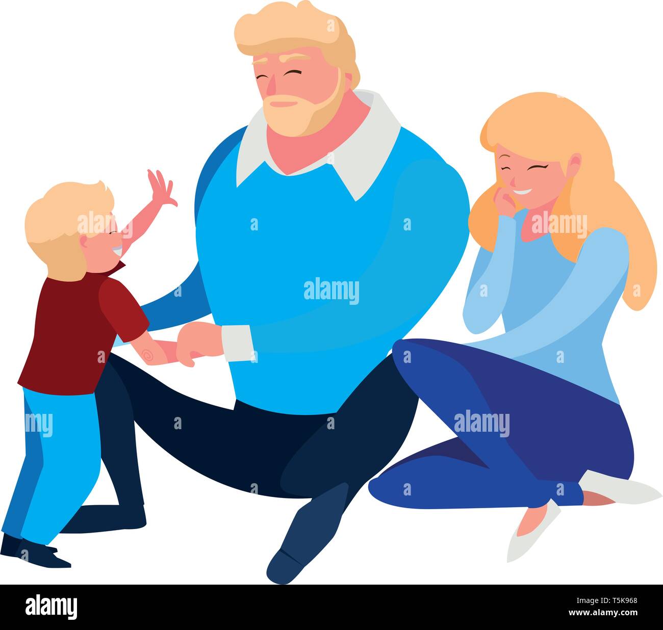 parents couple with son characters vector illustration design Stock ...