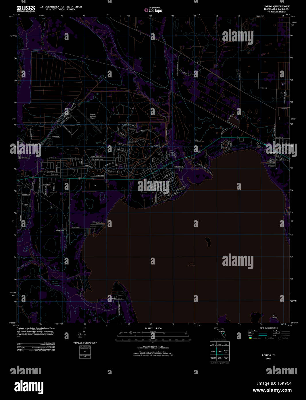 USGS TOPO Map Florida FL Lorida 20120725 TM Inverted Restoration Stock ...
