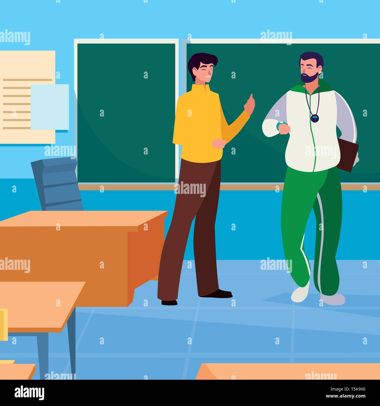 teachers classic and sports in the classroom vector illustration design ...