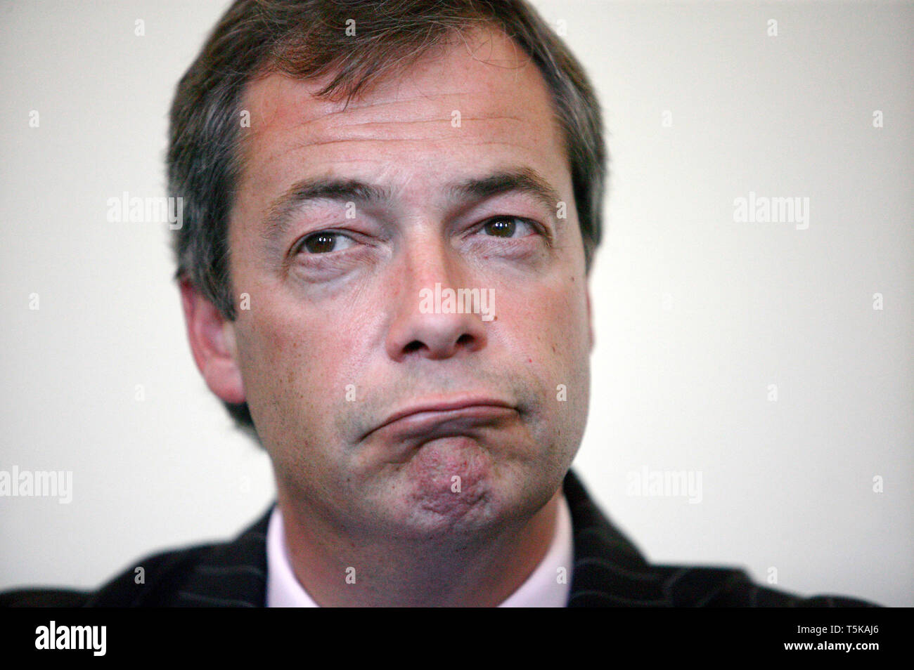 Nigel Farage MEP speaking at a press conference to promote his party in ...