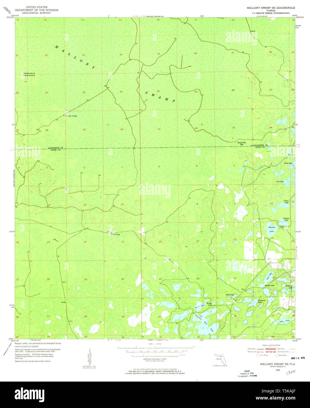 USGS TOPO Map Florida FL Mallory Swamp SE 347325 1954 24000 Restoration ...