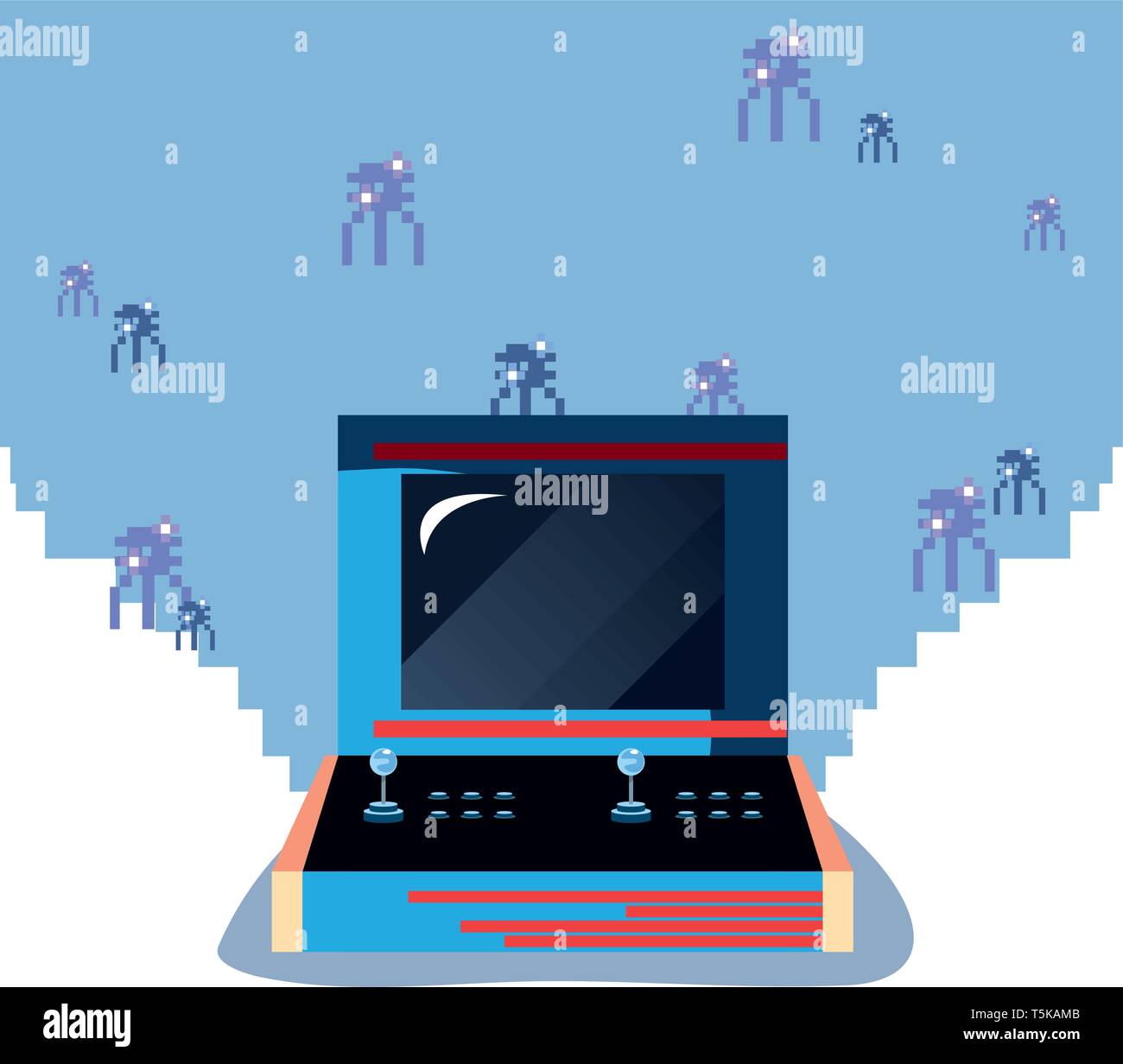 arcade machine aliens video game retro background vector illustration ...