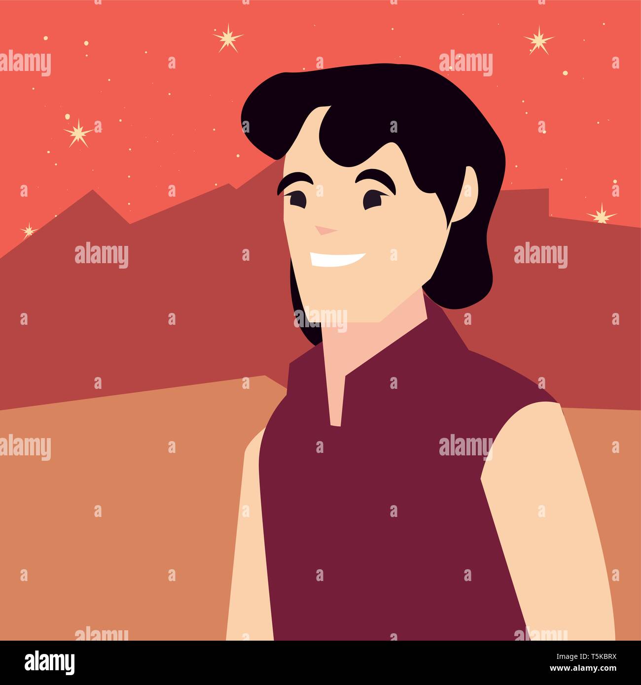 man character landscape background vector illustration design Stock ...