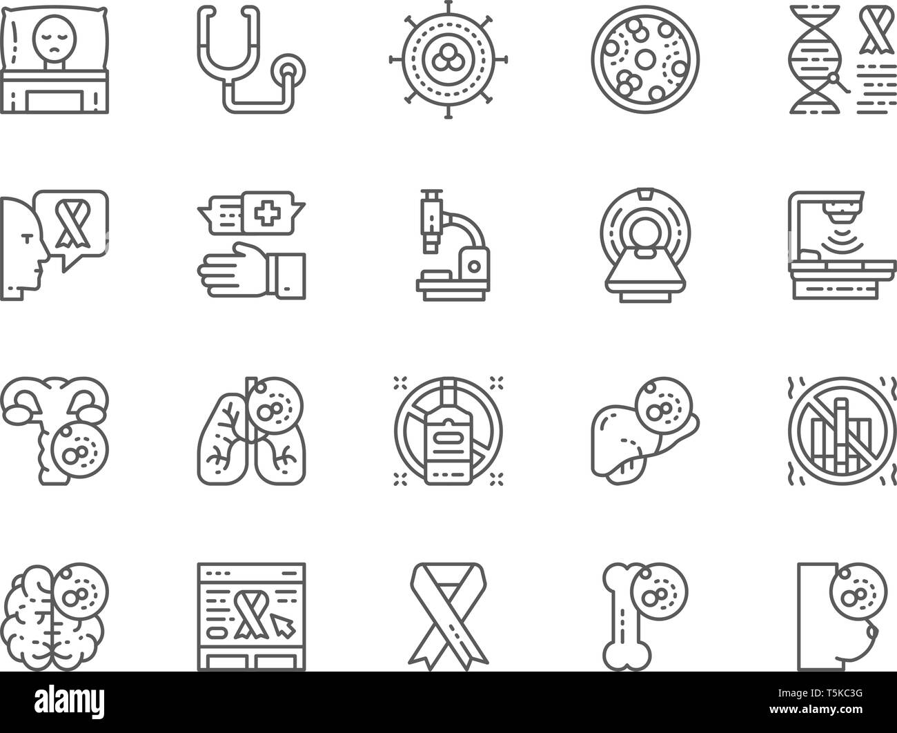 Set of Cancer and Chemotherapy Line Icons. Oncology, Sarcoma, Leukemia ...