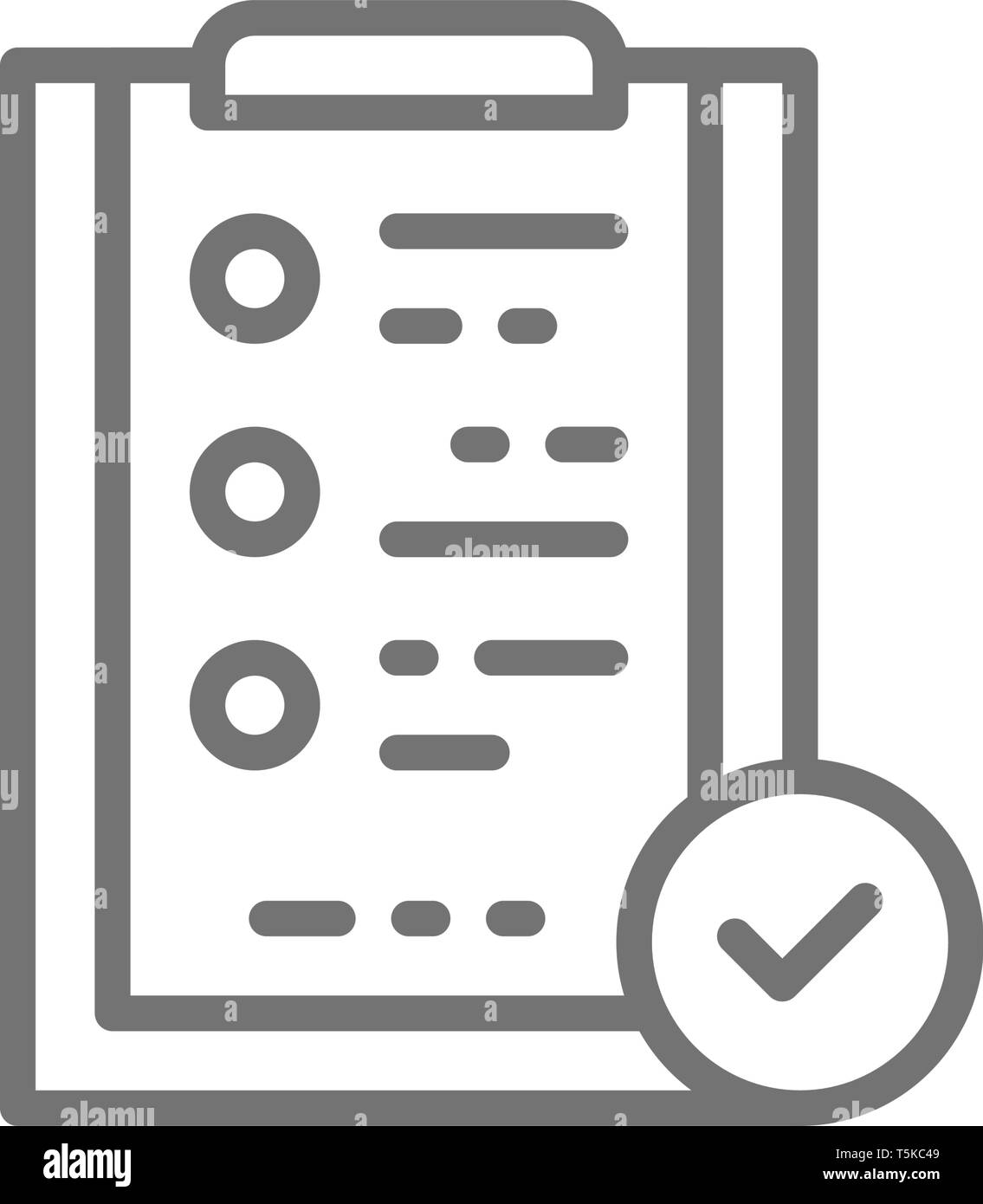 Folder tablet with check mark sign, quality control, verification line ...