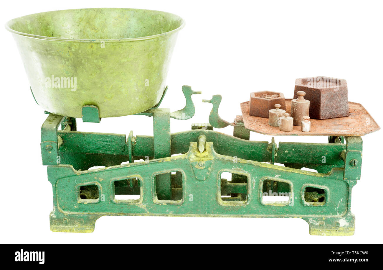vintage scale isolated on white Stock Photo - Alamy