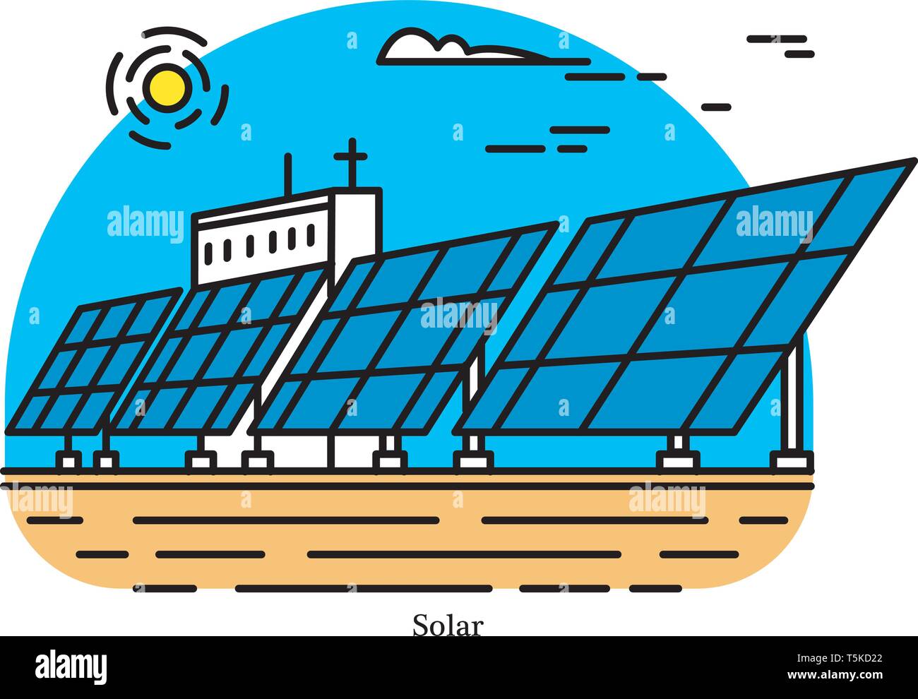 Solar power plant. Conversion of concentrated energy from sunlight into ...