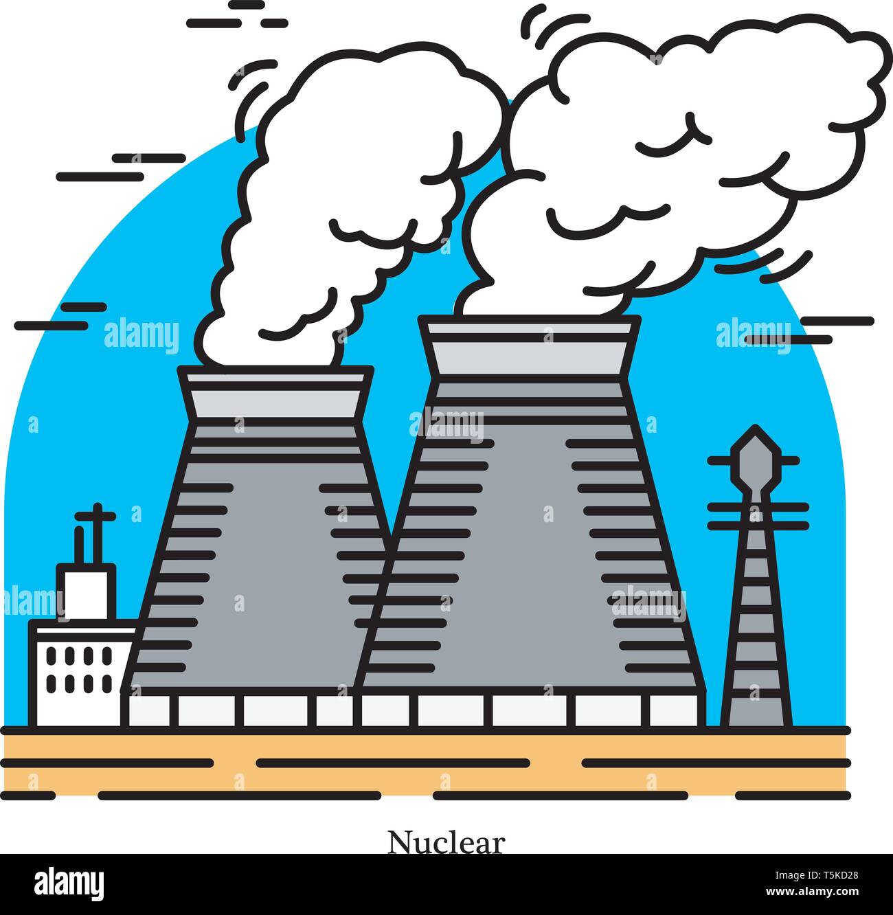 Nuclear power plant.Powerhouse or generating station. Industrial icon ...