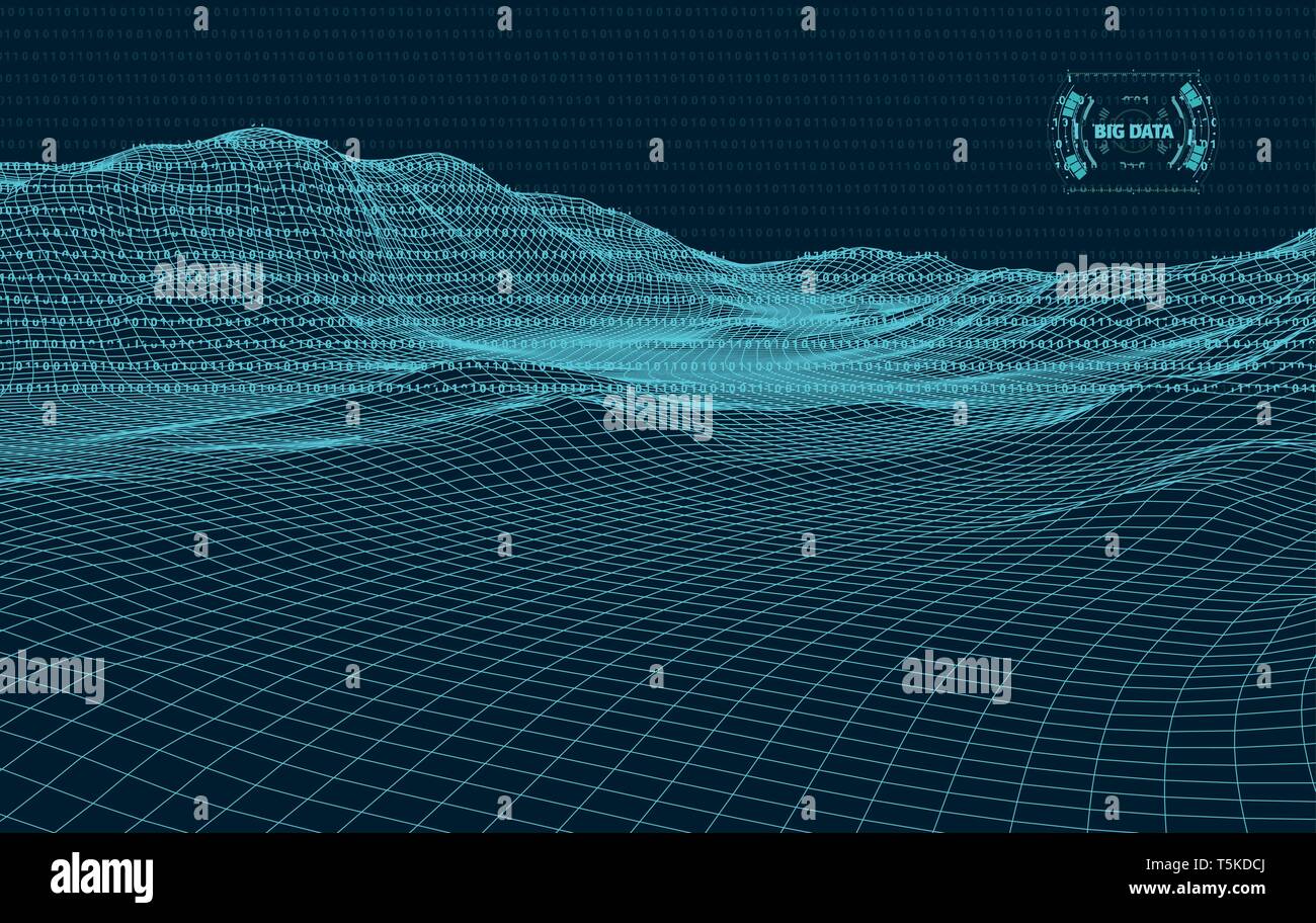 Big data visualization. Background 3d .Big data connection background. Cyber technology Ai tech ...