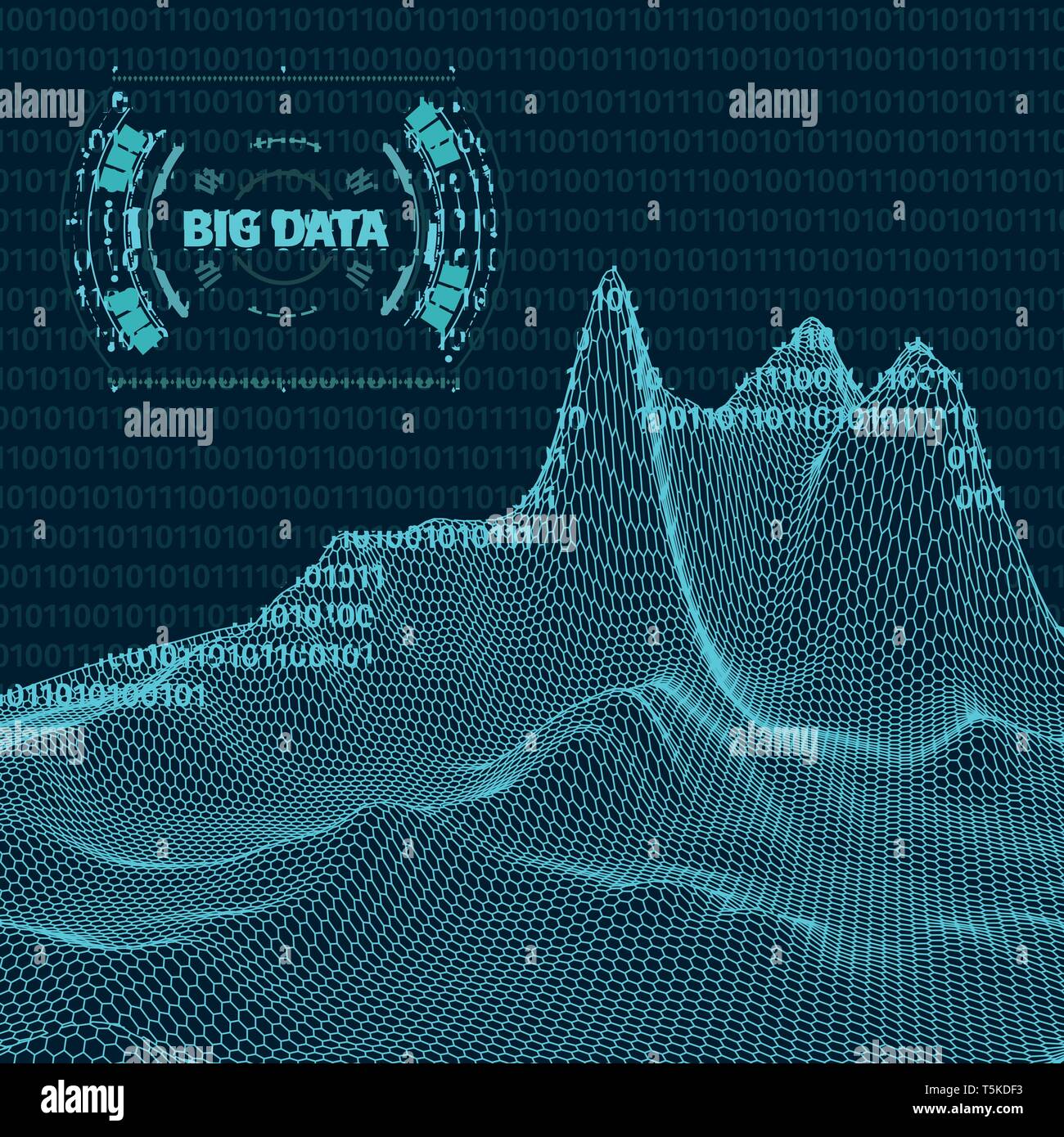 Big data visualization. Background 3d .Big data connection background. Cyber technology Ai tech ...
