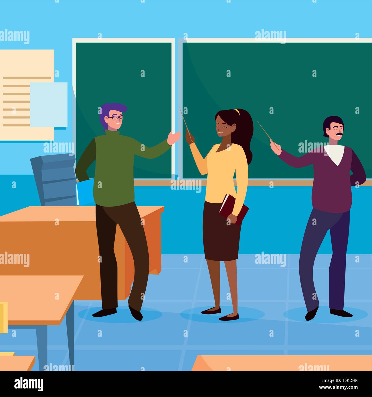 teachers group in the classroom characters vector illustration design ...