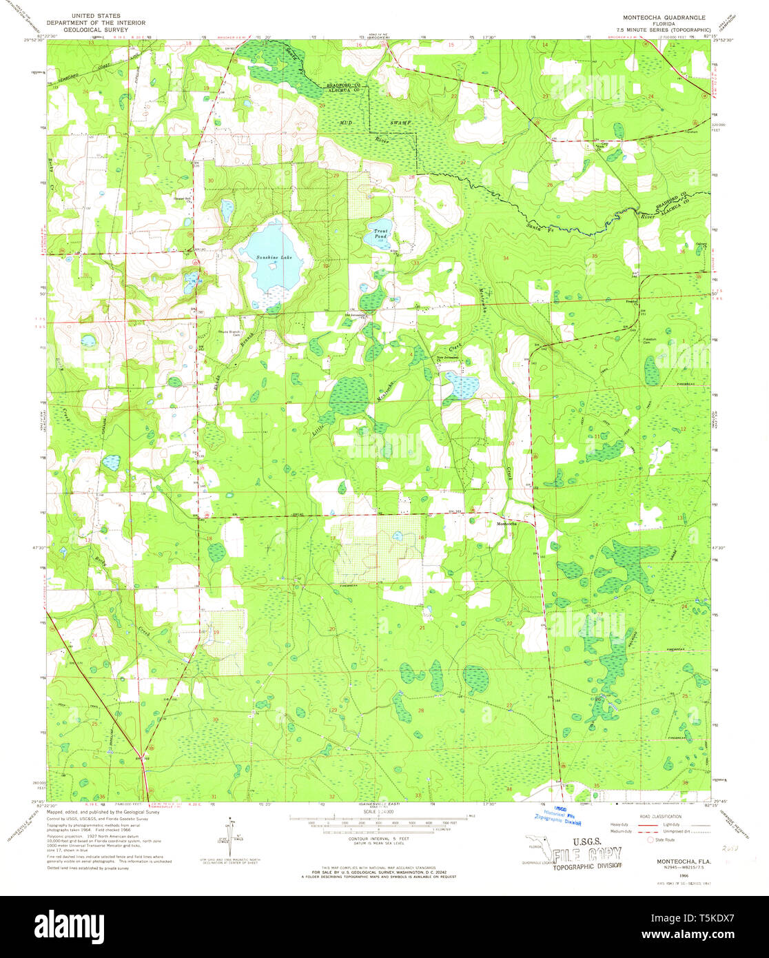 USGS TOPO Map Florida FL Monteocha 347542 1966 24000 Restoration Stock ...