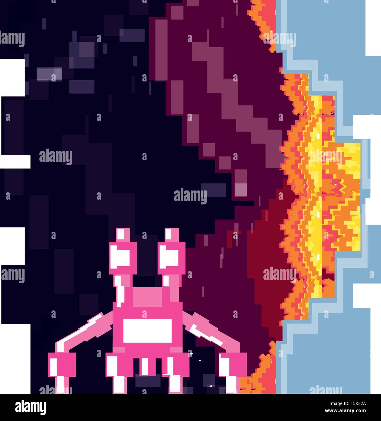 video game monster alien pixelated vector illustration design Stock ...