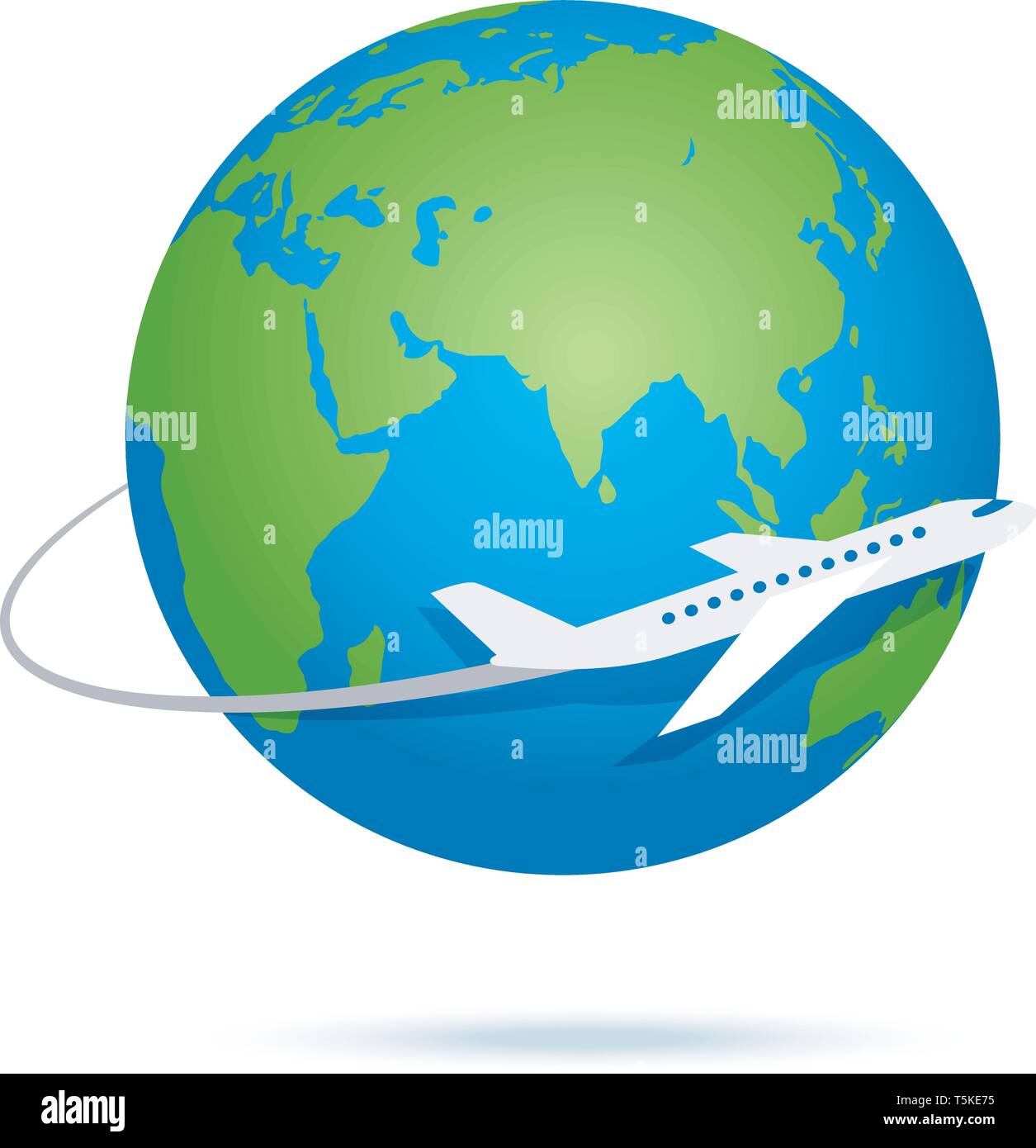 Airplane fly around the planet Earth. Vector logo icon Stock Vector ...