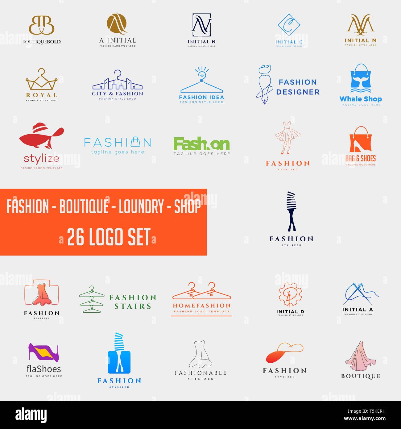 fashion shoping simple logo collection set template vector illustration ...