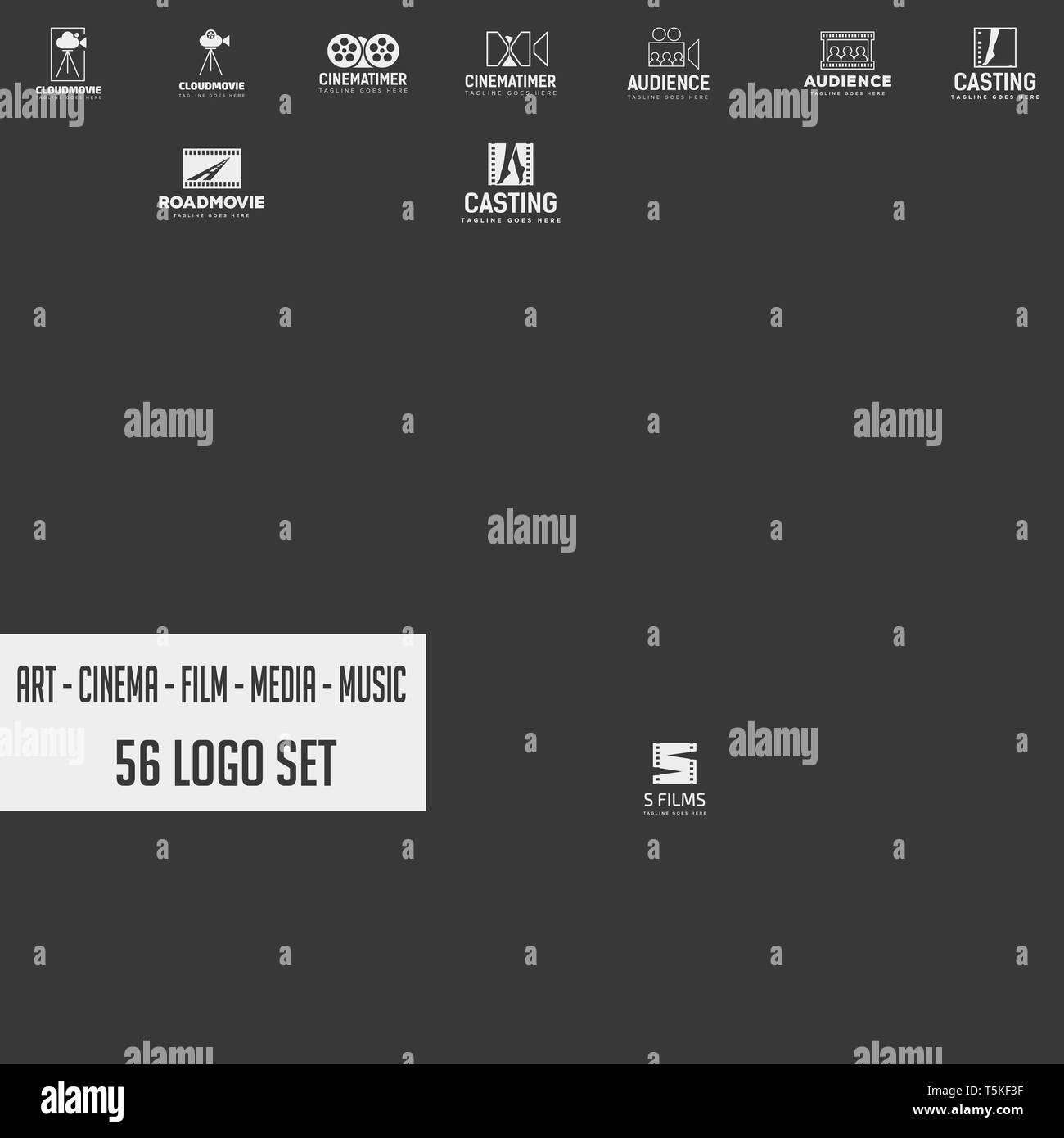 set collection of cinema film logo design with black color, icon ...