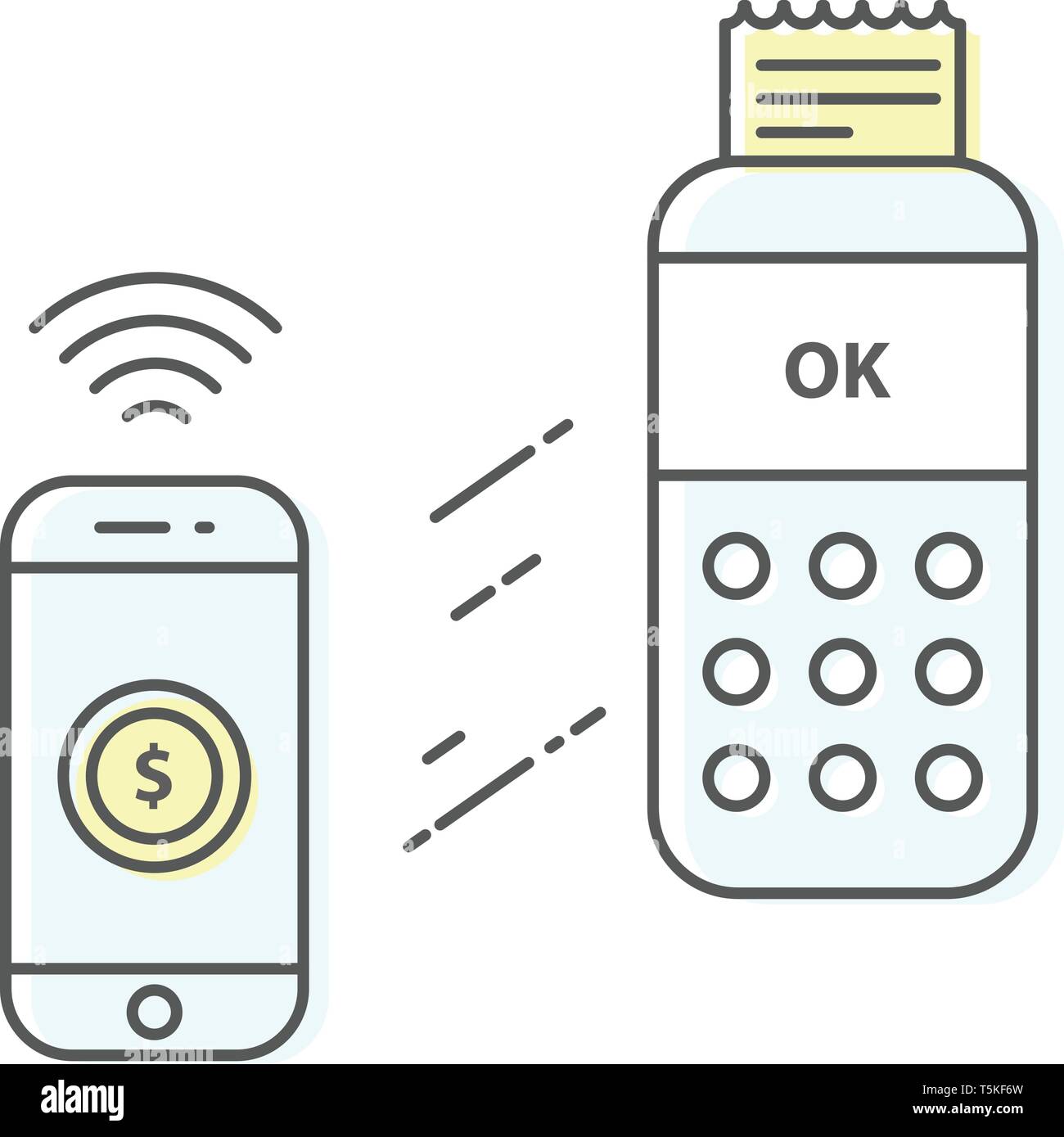 Wireless payment trough smart phone to credit card terminal icon Stock ...