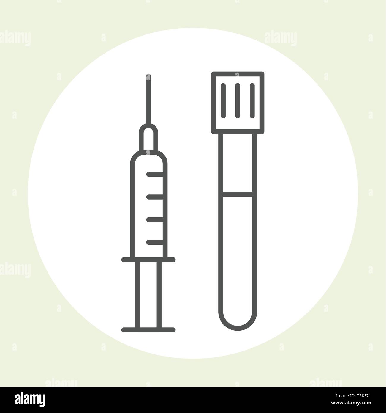 Syringe and test-tube icon - medical and beauty injections symbol Stock ...