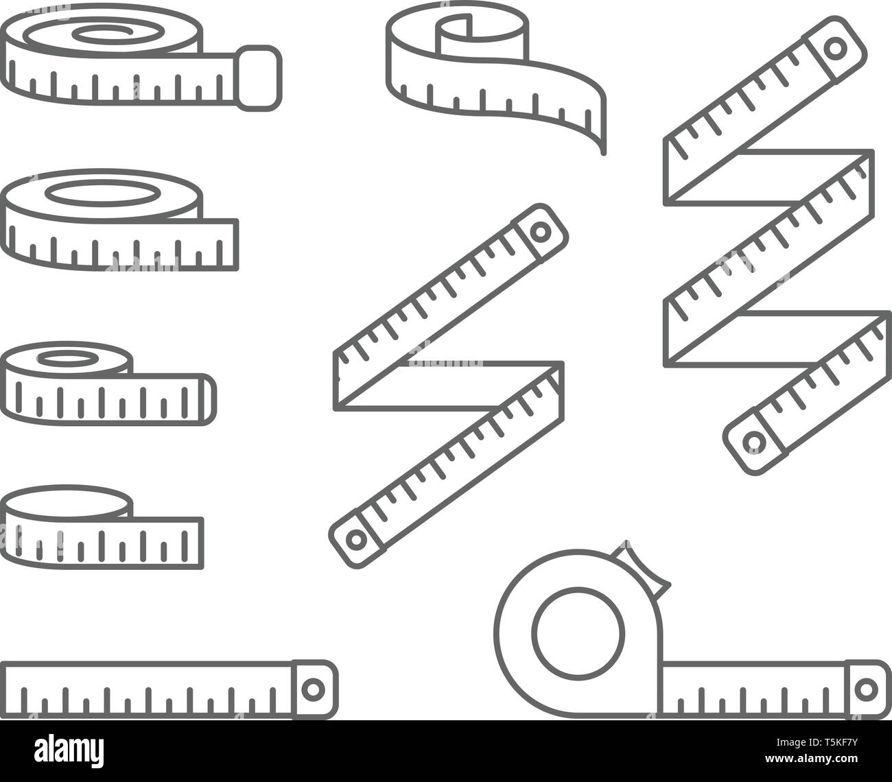 Measuring tape icons - reel, tape measure and bobbin, diet and lose ...
