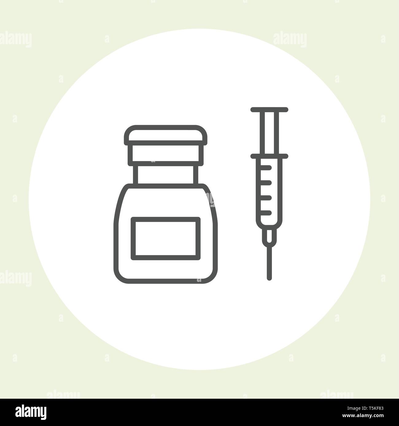 Medicine vial and syringe icon - botox injections and vaccination ...