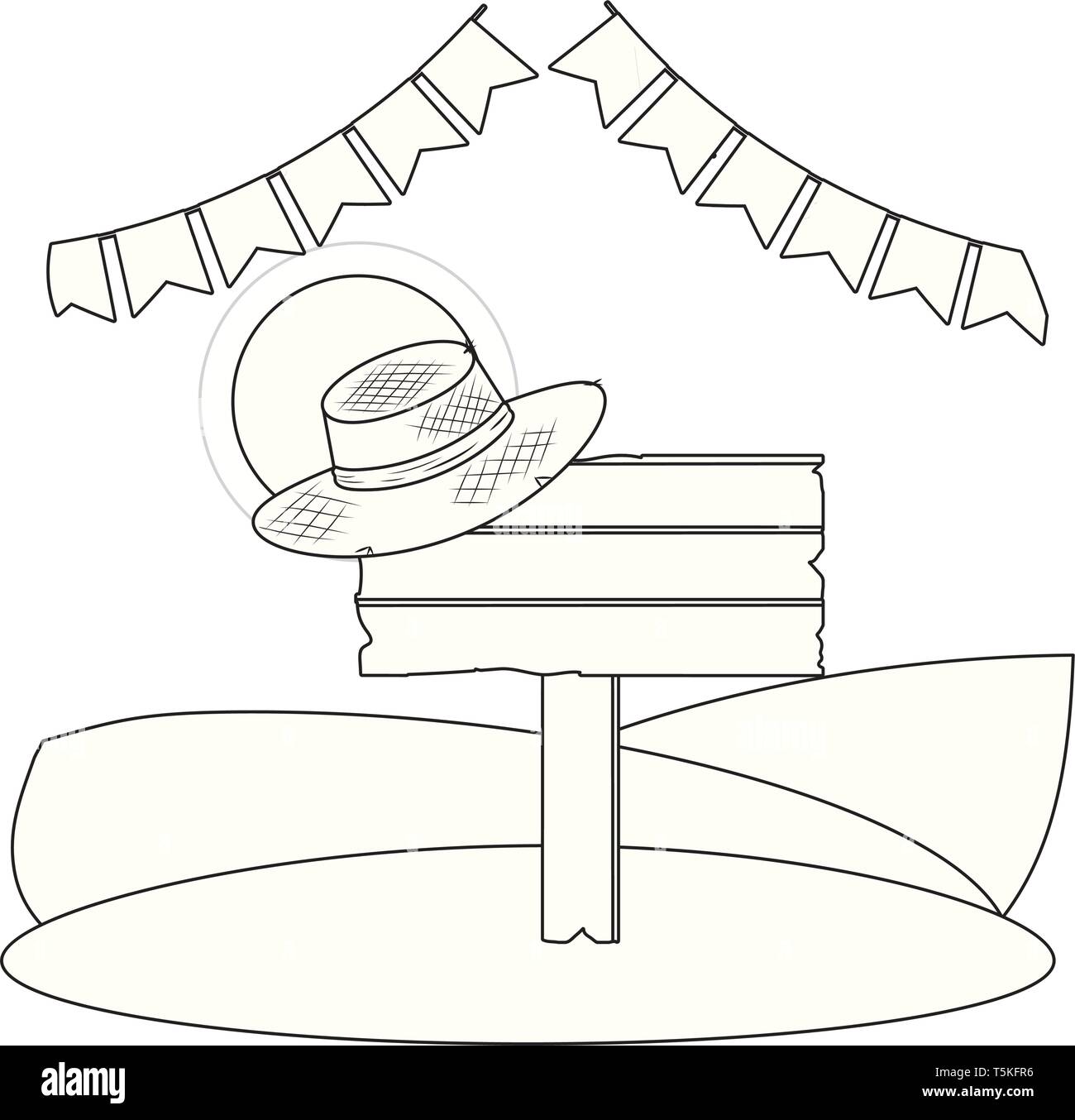 wooden sign frame outdoor farm scene cartoon vector illustration ...