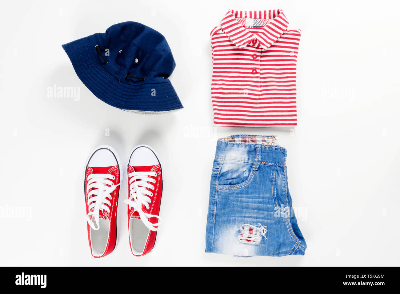 Spring collection collage of clothing isolated white background Stock ...