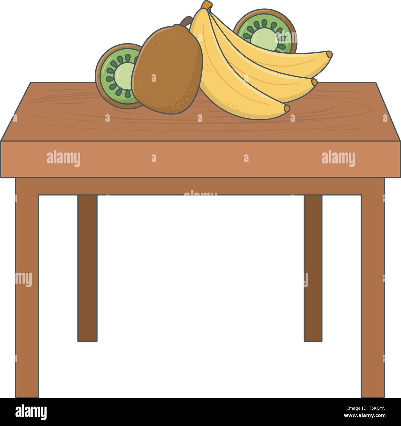 delicious healthy meal fruits mix over wooden table cartoon vector ...