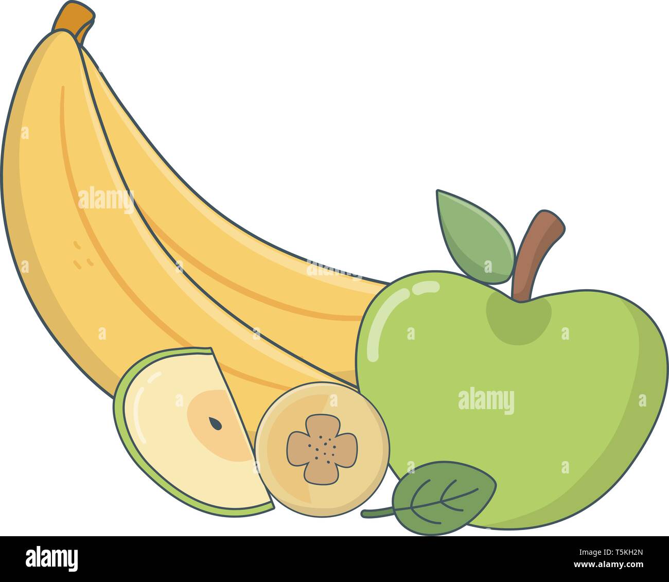 delicious healthy meal fruits mix cartoon vector illustration graphic ...