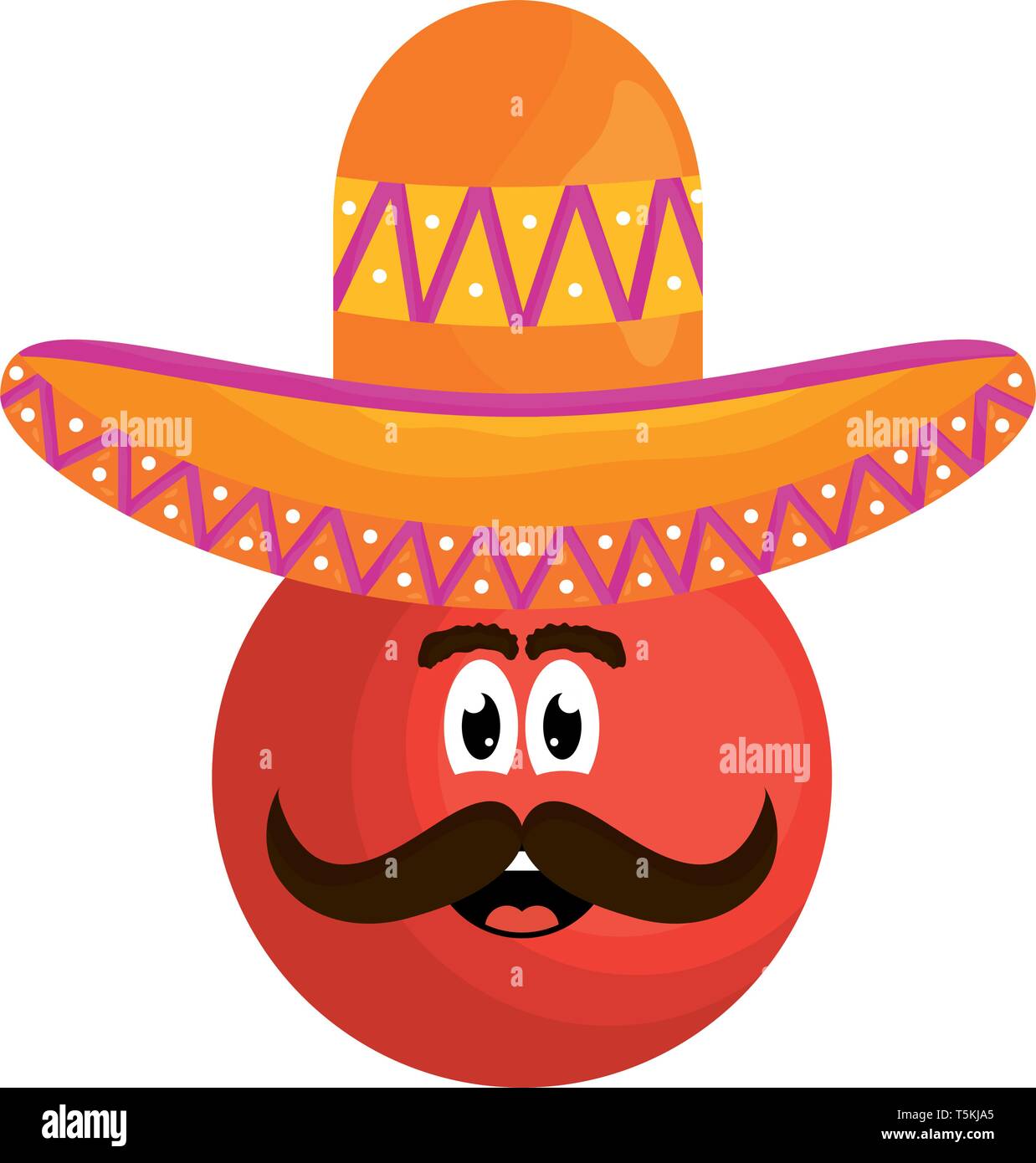 mexican emoji with hat character vector illustration design Stock ...