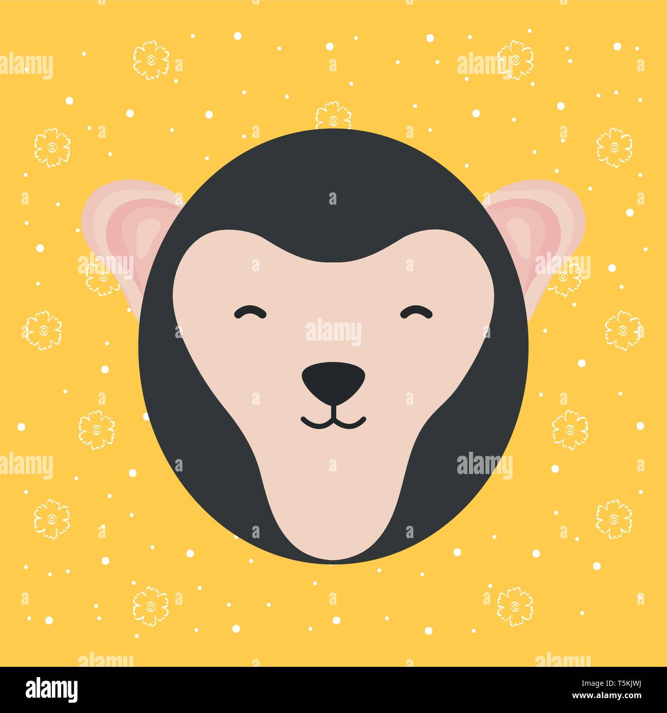 cute monkey head childish character vector illustration design Stock ...