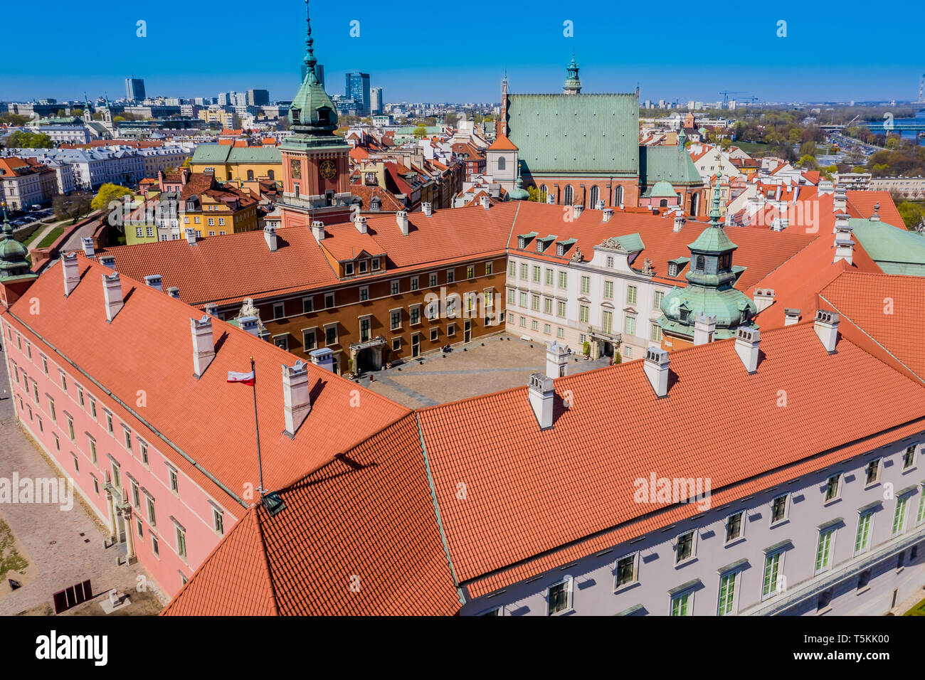 Warsaw, Poland Historic cityscape skyline roof with colorful ...